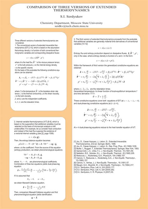 Pdf Comparison Of Three Versions Of Extended Thermodynamics