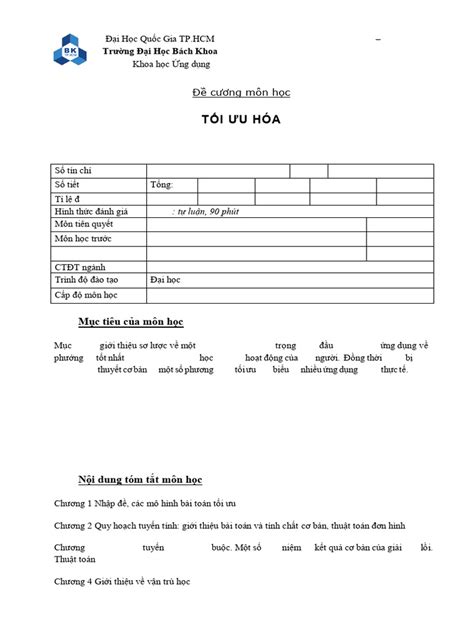 Optimization Syllabus Pdf