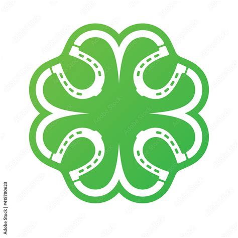 Vector Green Symbol Of Good Luck Four Leaf Clover Cloverleaf And