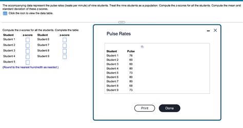 Solved Standard Deviation Of These Z Scores Click The Icon Chegg