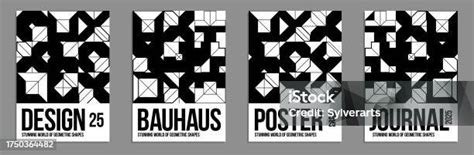 바우하우스 스타일의 기하학적 흑백 벡터 포스터와 표지 광고 시트 레이아웃 흑백 기술 엔지니어링 스타일 모양 기계 A4 용지에