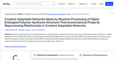 Covalent Adaptable Networks Made By Reactive Processing Of Highly Entangled Polymer Synthesis