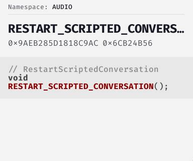 RestartScriptedConversation FiveM Natives Cfx Re Docs