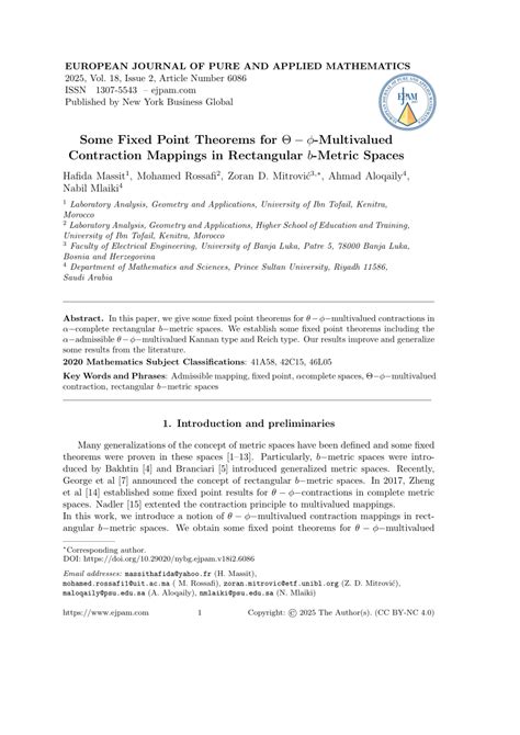 Pdf Some Fixed Point Theorems For Θ − ϕ Multivalued Contraction