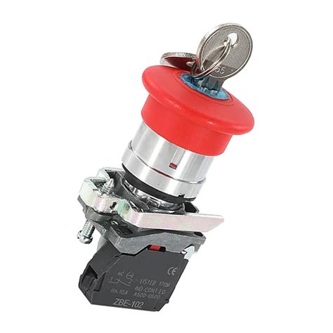 EKINS Key Reset Key Emergency Stop Button Button XB BS Mushroom Head Key Switch NC Yaxa