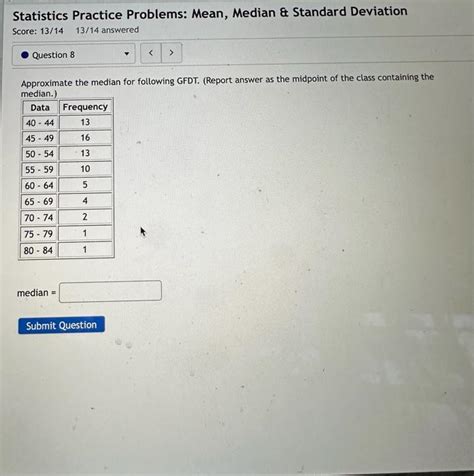 Solved Statistics Practice Problems Mean Median Chegg Com