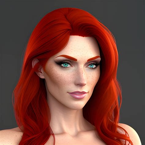 Perfect Beautiful Redhead Freckled Young Woman 3d Arthub Ai