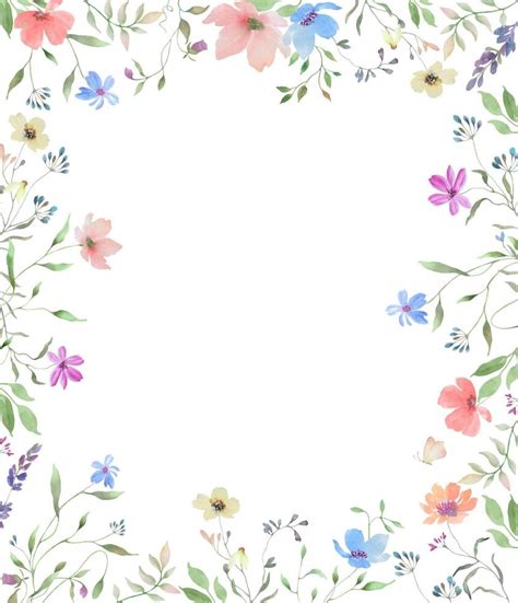 Watercolor Floral Frame With Cute Wildflowers Hand Drawn Illustration