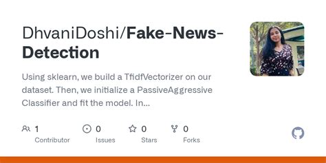 Fake News Detection Fake News Detection Ipynb At Main · Dhvanidoshi Fake News Detection · Github