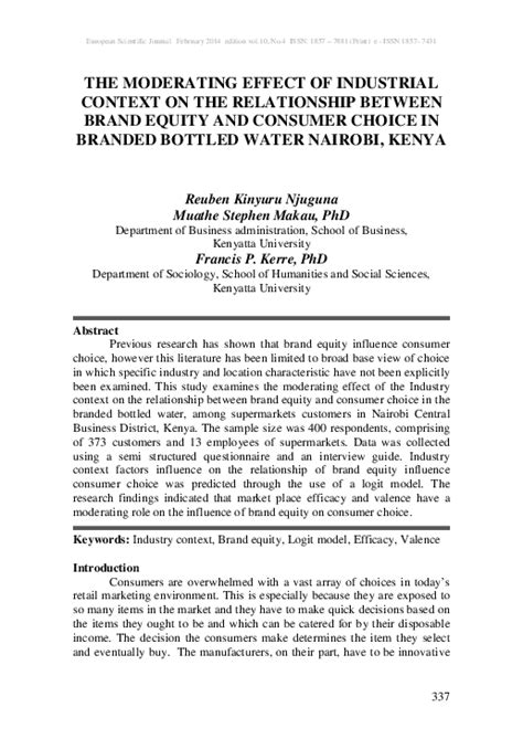 Pdf Brand Equitys Impact On Consumer Choice In Nairobi