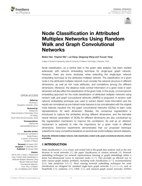 Pdf Node Classification In Attributed Multiplex Networks Using Random Walk And Graph