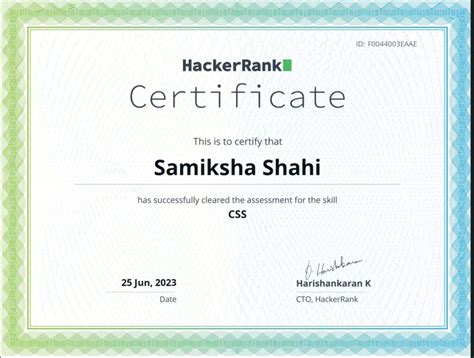 Samiksha Shahi On Linkedin Hackerrank Css Connections