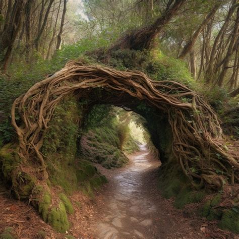 Premium Photo A Tunnel Made Of Tree Roots With A Path Through It