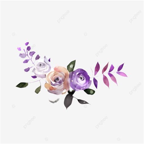 Corner Purple Rose Watercolor Soft Effect Majestic Watercolor Ink