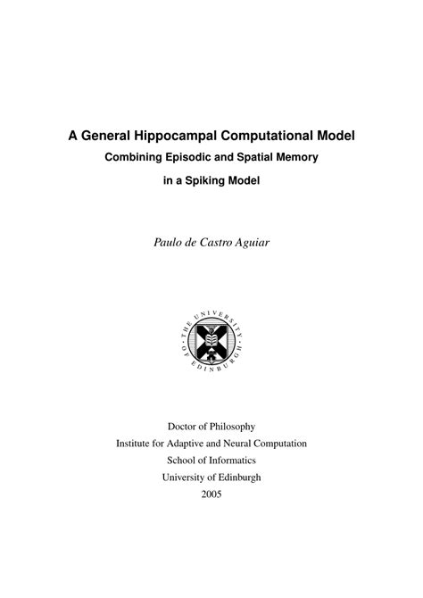 Pdf A General Hippocampal Computational Model Combining Episodic And