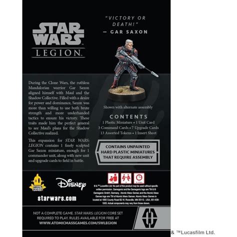 Star Wars Legion Gar Saxon Extension Commandant Jeu De Plateau Cdiscount Jeux Jouets