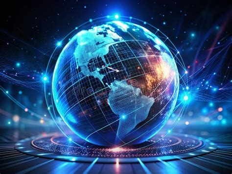 Interactive Data Visualization A Futuristic Holographic Globe Depicting Global Information Flow