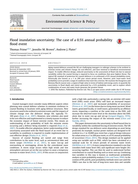 PDF Flood Inundation Uncertainty The Case Of A 0 5 Annual Probability Flood Event