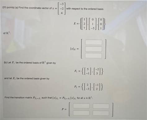 Solved Points A Find The Coordinate Vector Of Chegg