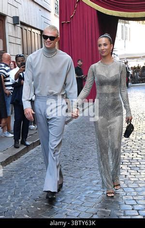 Erling Haaland And Isabel Haugseng Johansen Arrive For The 2024 Pfa