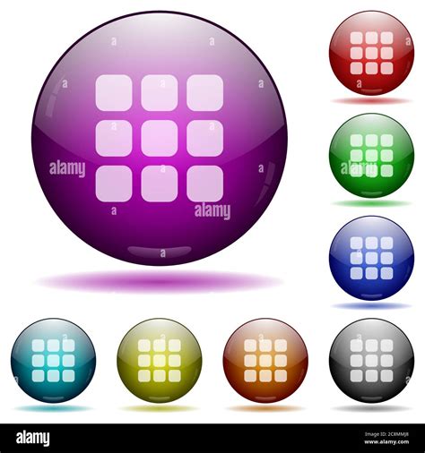 Set Of Color Small Grid View Glass Sphere Buttons With Shadows Stock Vector Image And Art Alamy