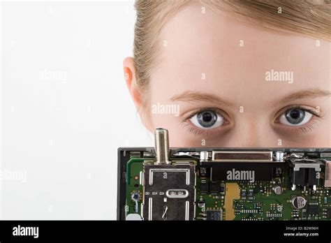 Girl With A Circuit Board Stock Photo Alamy