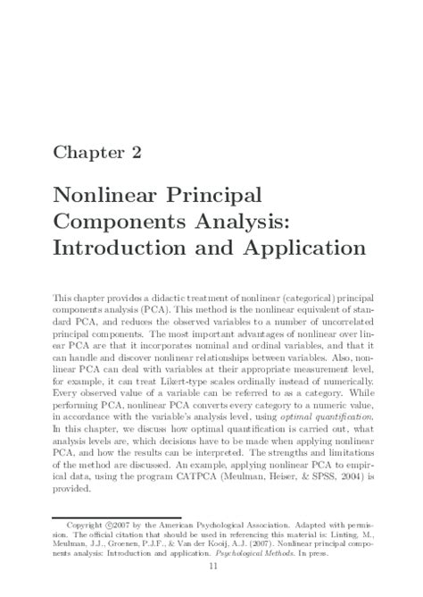 Pdf Nonlinear Principal Components Analysis Introduction And Application