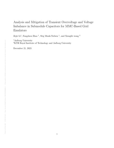 Pdf Analysis And Mitigation Of Transient Overvoltage And Voltage
