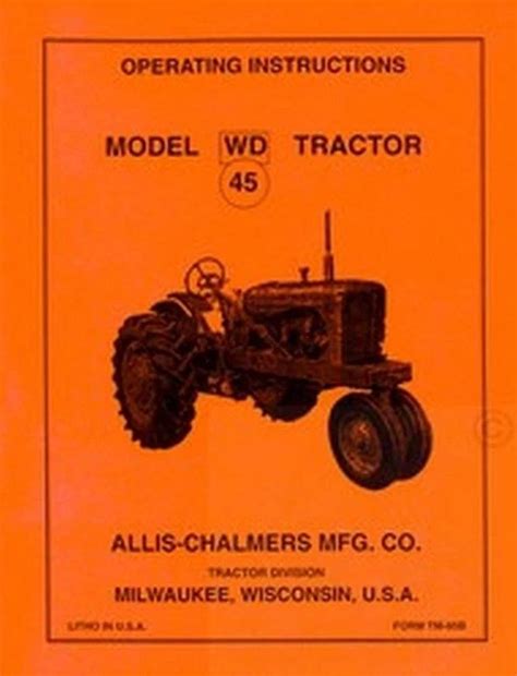 Allis Chalmers Wd 45 Tractor Owner Operator Manual Wd45 2793