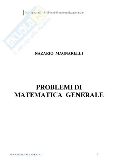 Problemi Di Matematica Generale