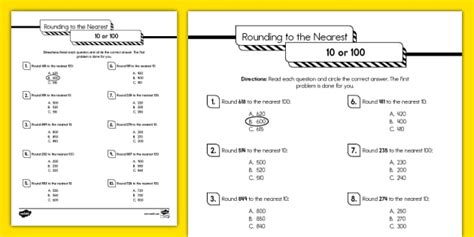 second grade rounding to the nearest 10 or 100 multiple choice activity