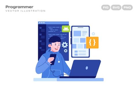 Programmer Character Illustration Illustrations Ft Technology