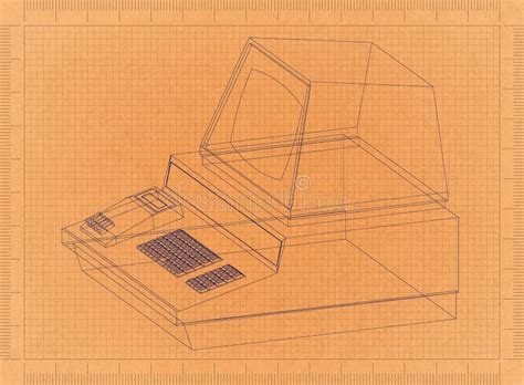 Retro Computer Architect Blueprint Stock Illustration Illustration Of Architectural Design