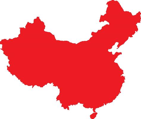 Red Colored Peoples Republic Of China Outline Map Political Chinese
