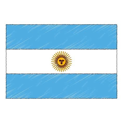 Croquis Dibujados A Mano Bandera De Argentina Icono De Vector De
