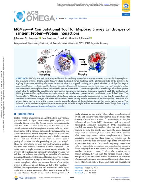 PDF MCMapA Computational Tool For Mapping Energy Landscapes Of Transient ProteinProtein