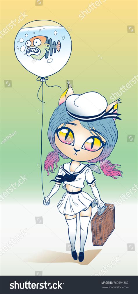 Cute Cat Girl Furry Art Illustration เวกเตอร์สต็อก ปลอดค่าลิขสิทธิ์ 769594387 Shutterstock