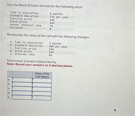 Answered Use The Black Scholes Formula For The Bartleby