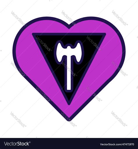 Outline Flag Heart Labrys Lesbian Pride Icon Vector Image