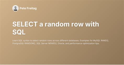 Select A Random Row With Sql