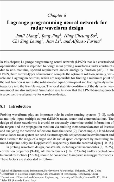 Lagrange Programming Neural Network For Radar Waveform Design Radar