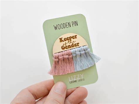Keeper Of The Gender Pin Boho Pink And Blue Macrame Gender Reveal Party Etsy