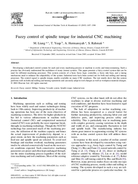 pdf fuzzy control of spindle torque for industrial cnc machining