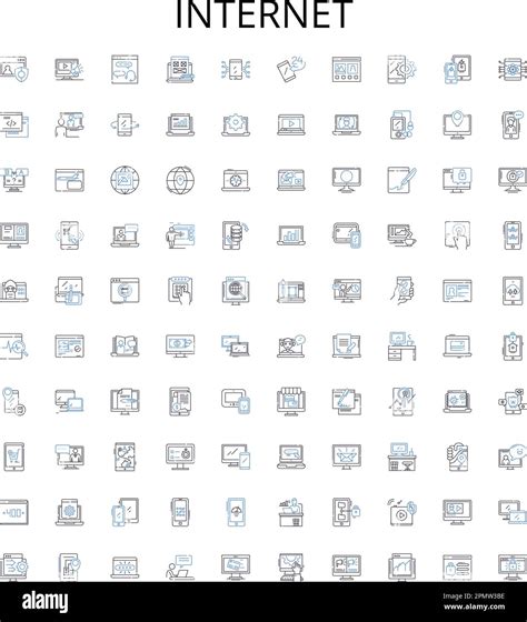 Internet Outline Icons Collection Net Web Online Wifi Webbing Cyberspace Networking