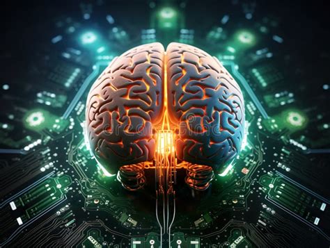 Human Brain As A Computer Microchip Ai Based Computer Microchip Generative Ai Stock