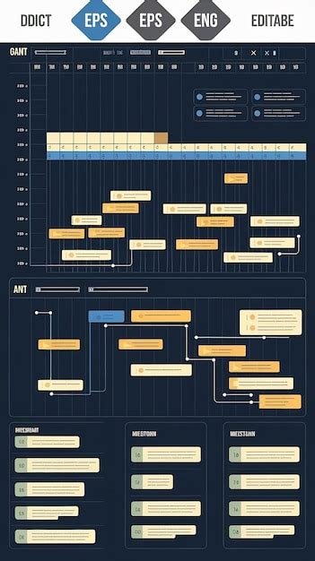 프로젝트 관리 템플릿과 Gantt 차트 계획 스케줄과 함께 작업 및 미일스톤 프리미엄 Ai 생성 이미지