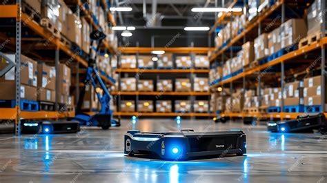 Premium Photo The Autonomous Mobile Robot Is Used In Warehouses To Transport Goods