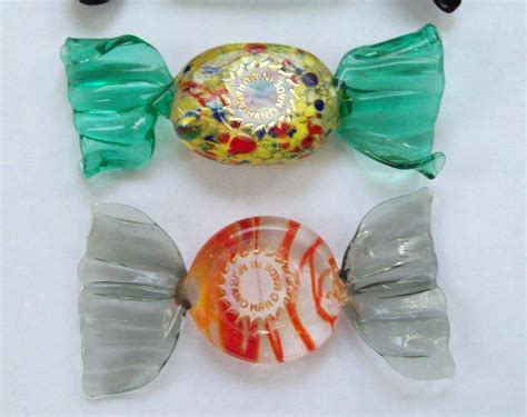Four 4 Big Murano Hand Blown Art Glass Wrapped Glass Candy With