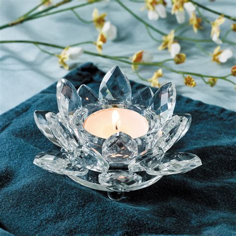 Set Of 2 Glass Lotus Flower Candle Holders Scotts Of Stow