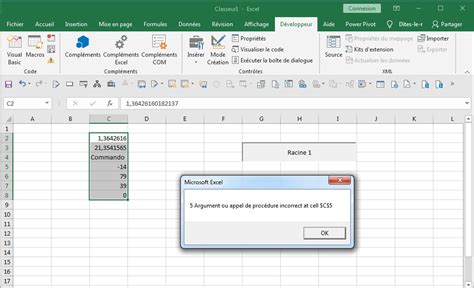 Programme Excel VBA Objets Erreurs